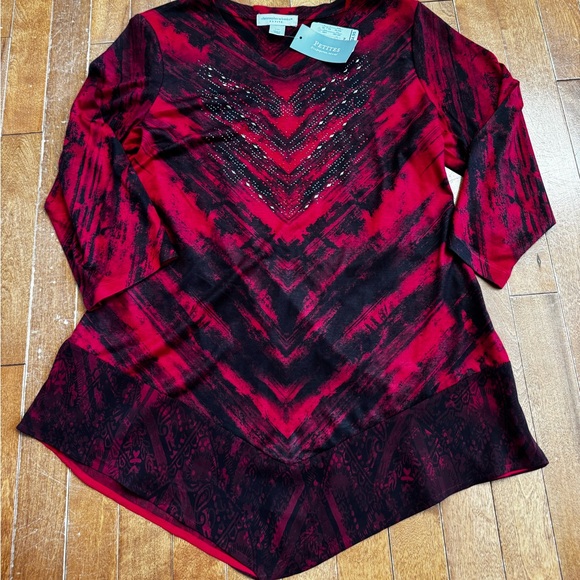 Christopher & Banks | Tops | Christopher Banks Red And Black Tunic Top ...